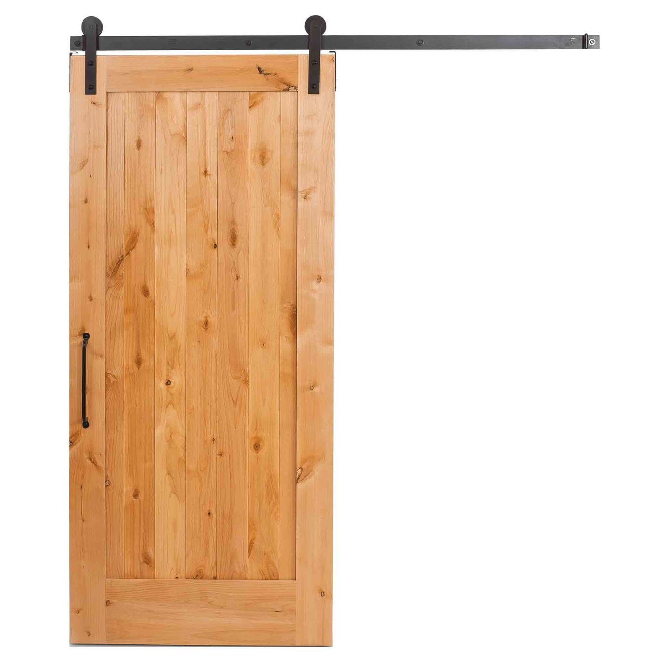 Single Panel Barn Door with Vertical Grooves | Solid Wood | Rustica