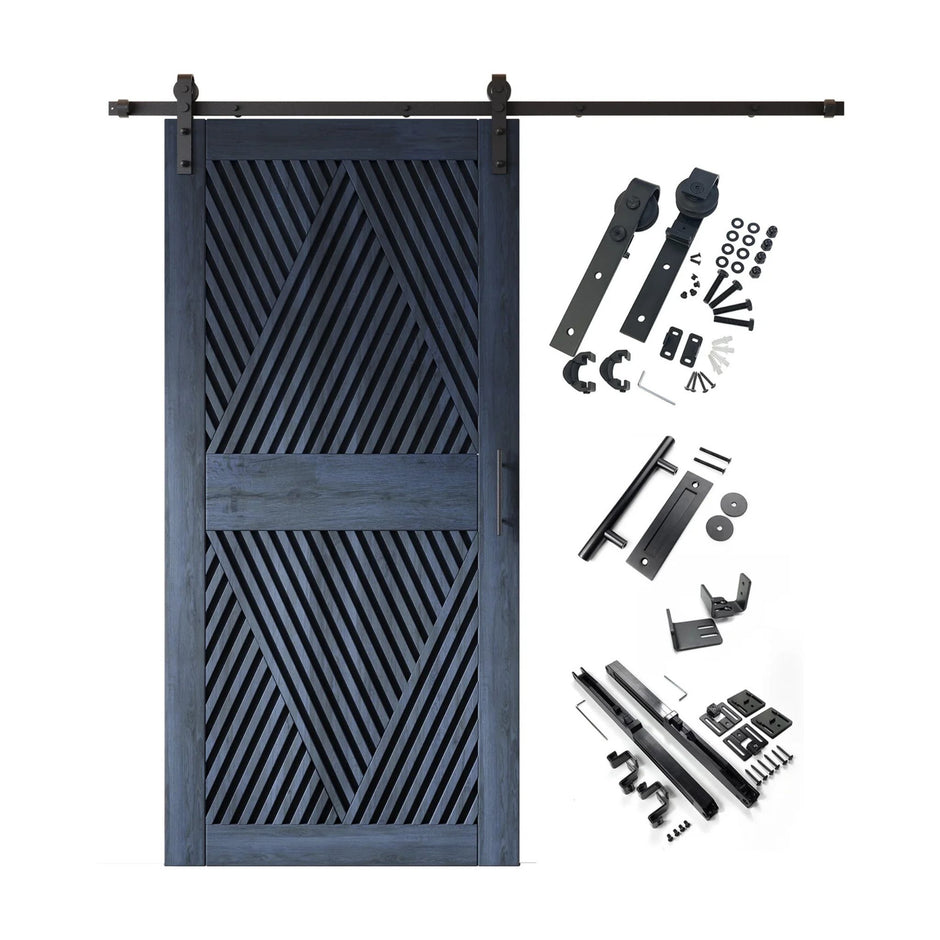 Diamond Pattern Barn Door Kit | Black Hardware